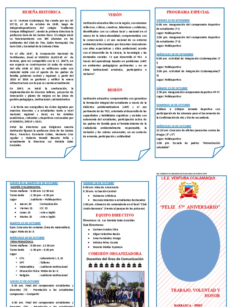 Triptico de Aniversario VCC 2022-1 | PDF | Maestros | Aprendizaje