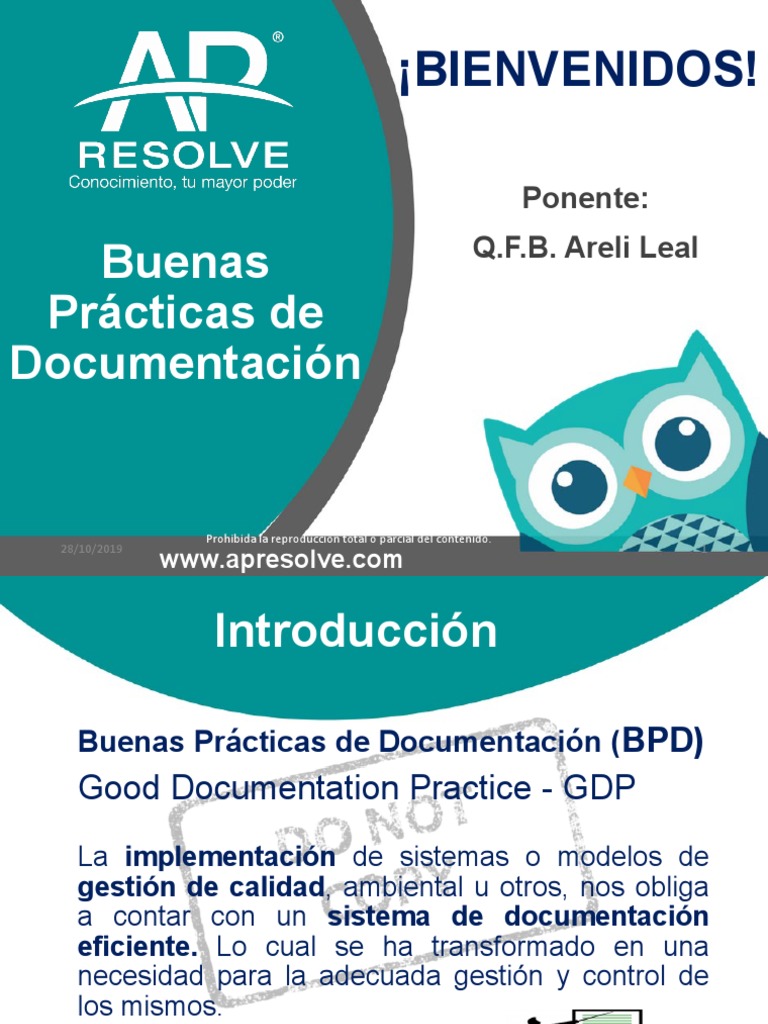 Buenas Practicas de Documentación (AP Resolve Platica CANACO 23oct19) | PDF | Calidad (comercial ...