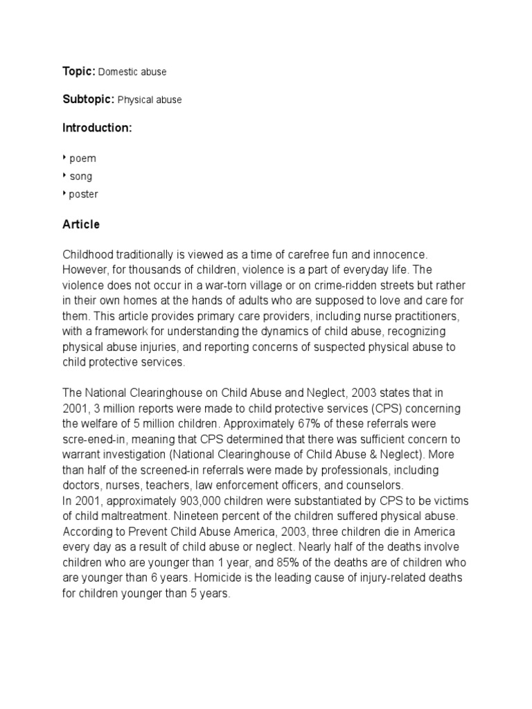 English Research | PDF | Child Abuse | Child Protective Services