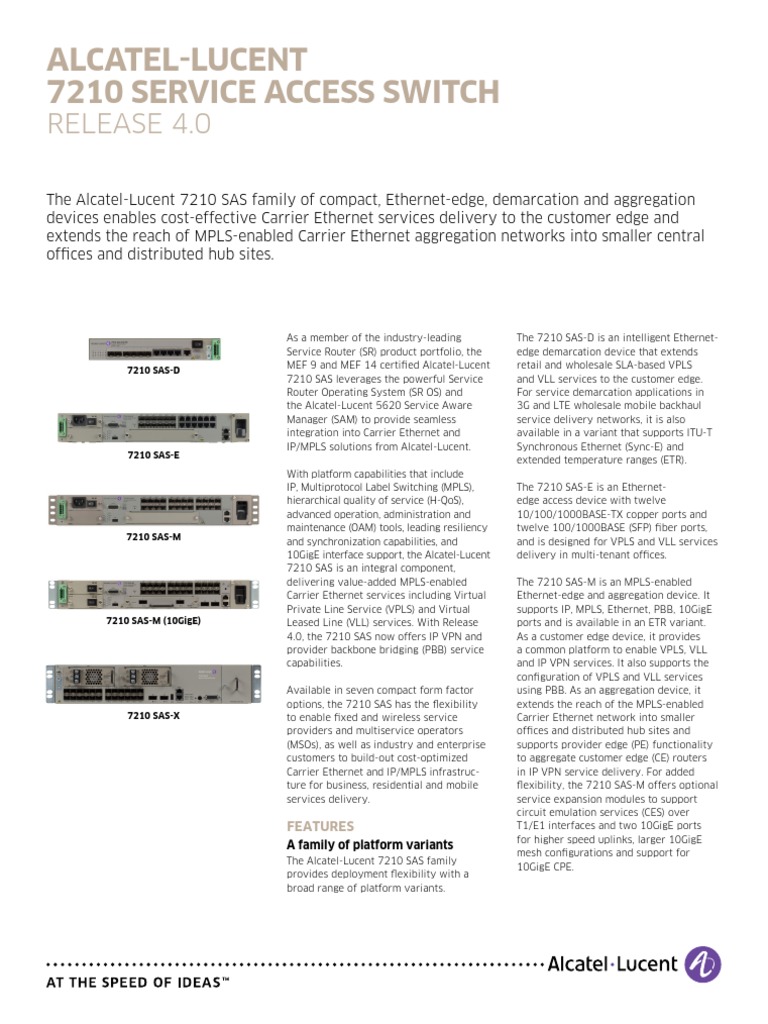 PDF - Alcatel-Lucent 7210 SAS | PDF | Networking | Multiprotocol Label Switching