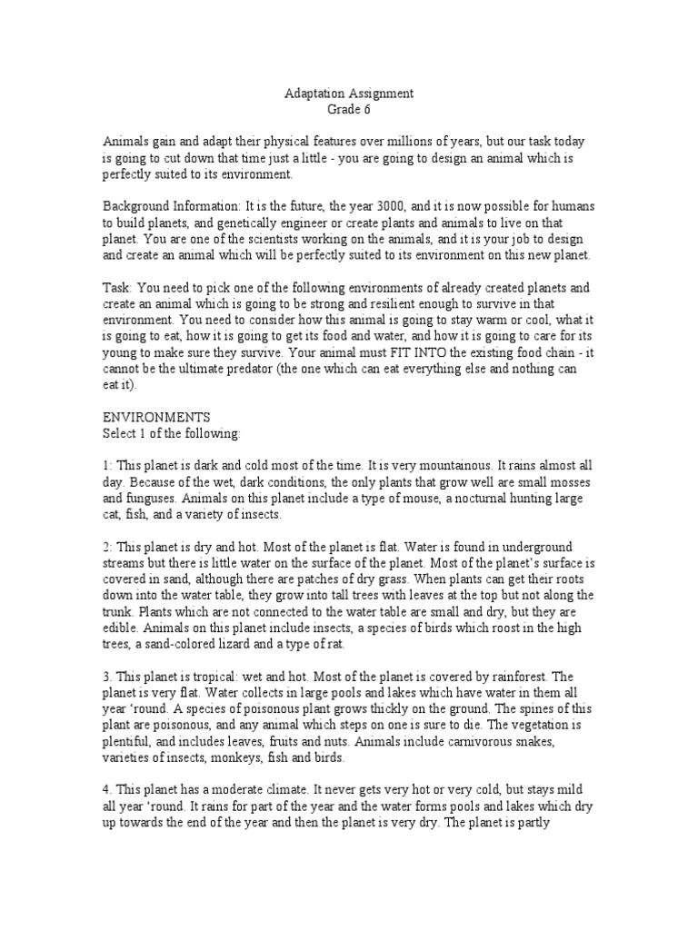 Lesson 3 - Adaptation Assignment | PDF | Trees | Adaptation