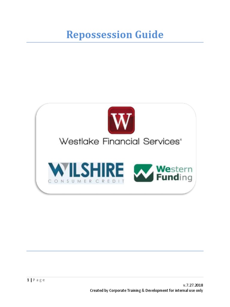 Repossession Guide - Job Aid - v.7.27.2018.FINAL | PDF | Repossession ...