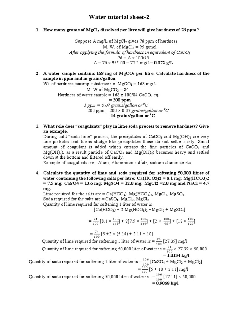 9.2 Water Tutorial Sheet-2 Solution PDF | PDF | Ion Exchange | Hydroxide