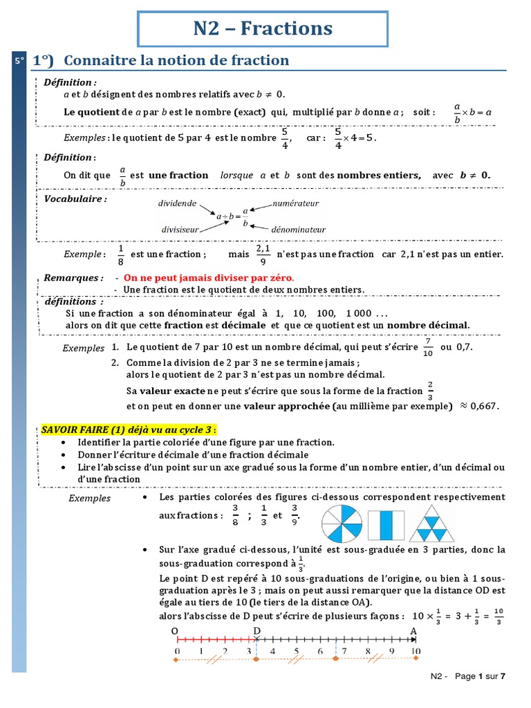 Notions et Propriétés des Fractions | PDF | Division | Nombre rationnel