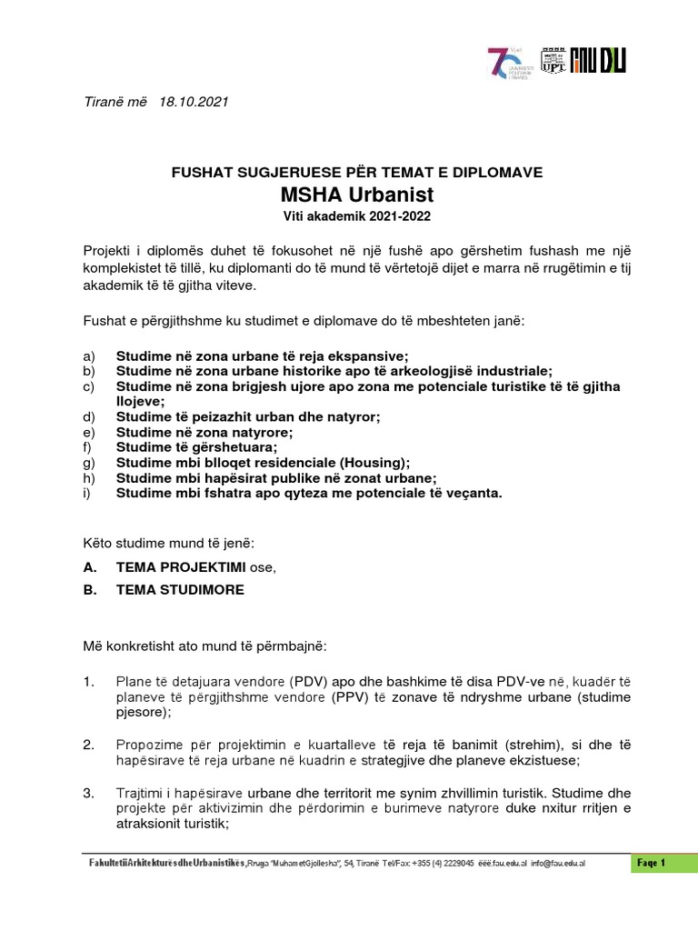 Temat e Diplomave 2021-22 | PDF