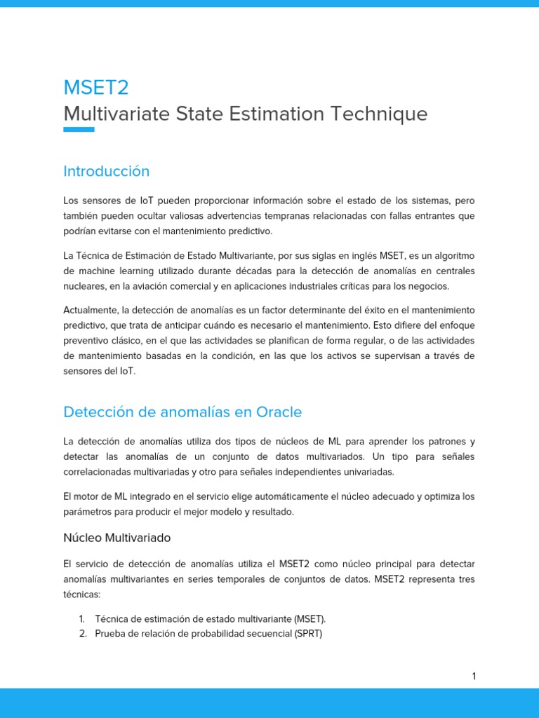 MSET Oracle | PDF | Aprendizaje automático | Internet de las Cosas