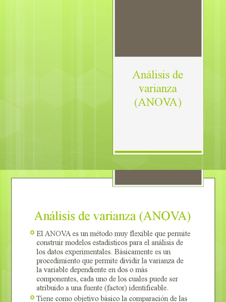 Análisis de Varianza (ANOVA) | PDF | Análisis de variación | Metodología