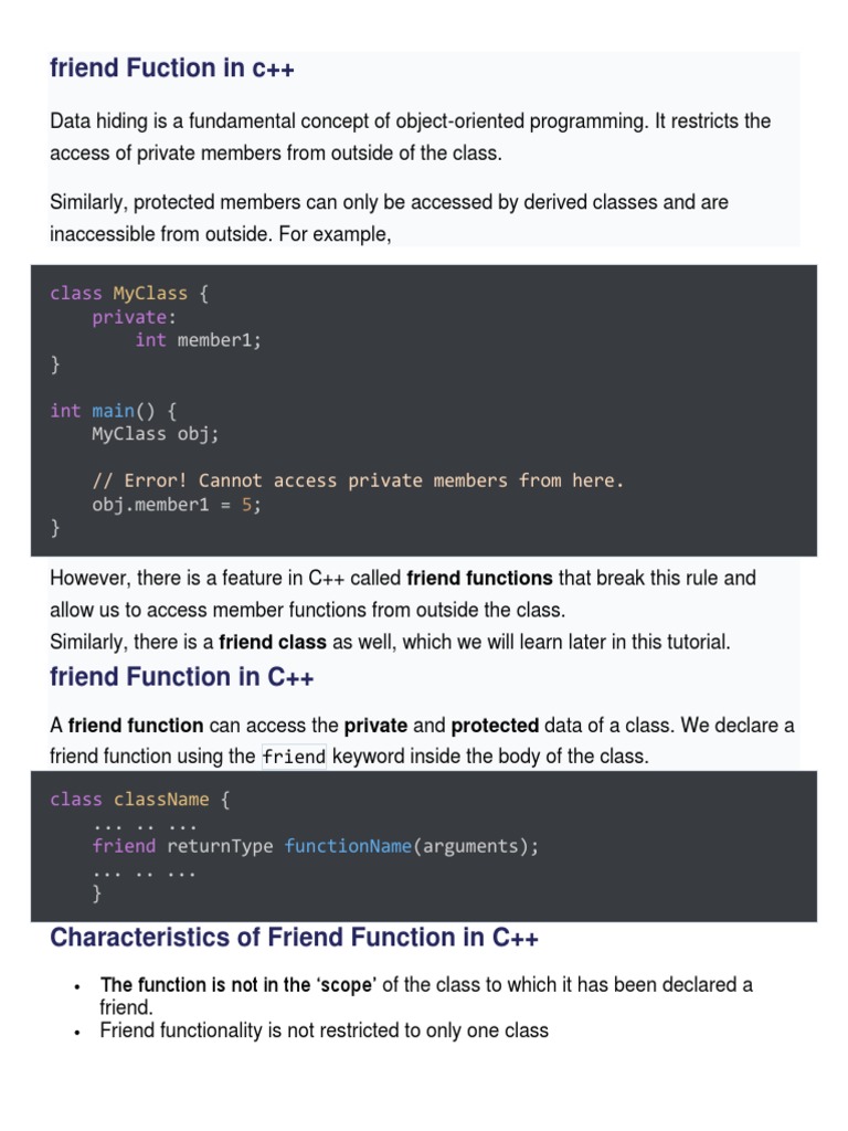Friend Fuction in C++ | PDF | Class (Computer Programming) | C++