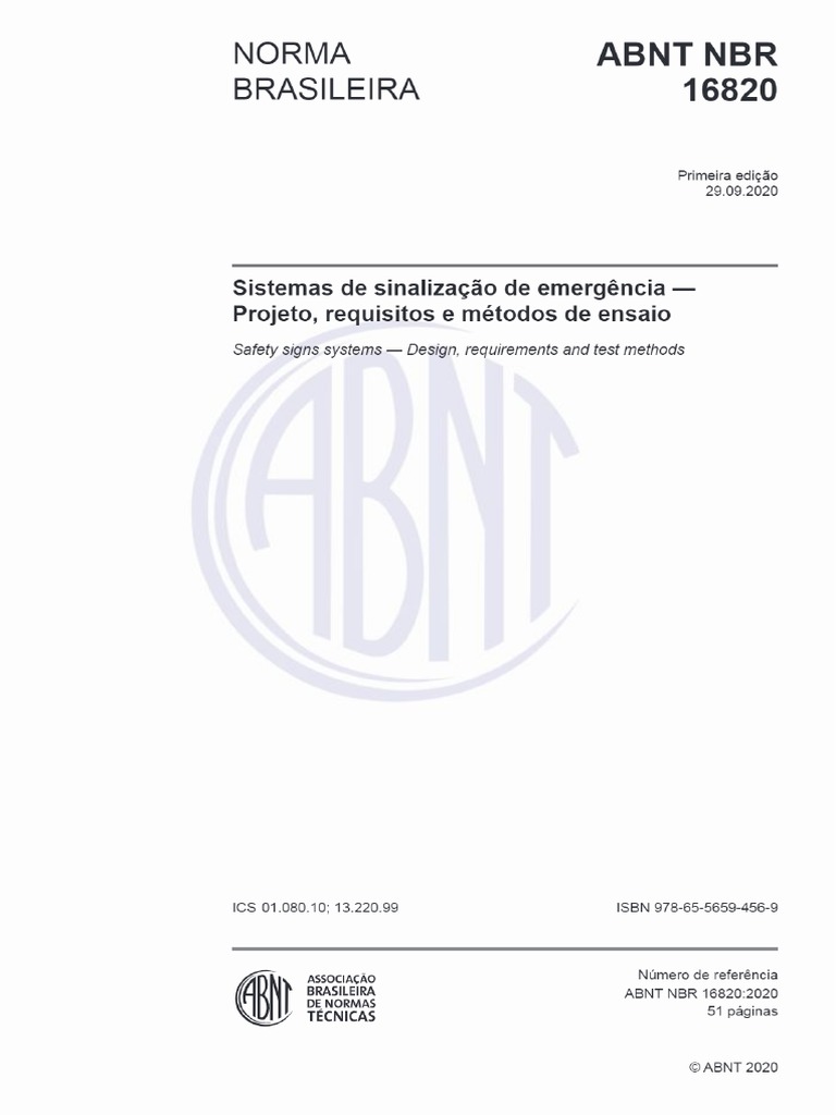 NBR 16820 2020 Sistemas de Sinalização de Emergência | PDF