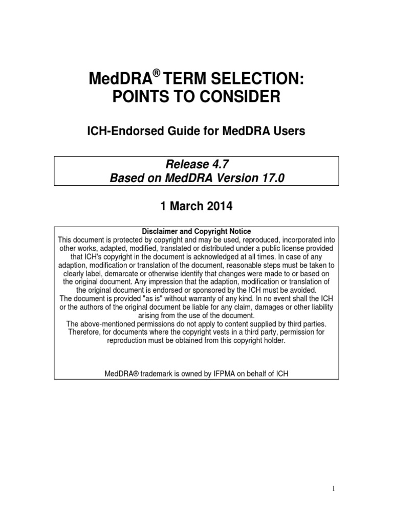 ICH Endorsed Guide For MeDRA User 1 - Mar2014 | PDF | Myocardial ...