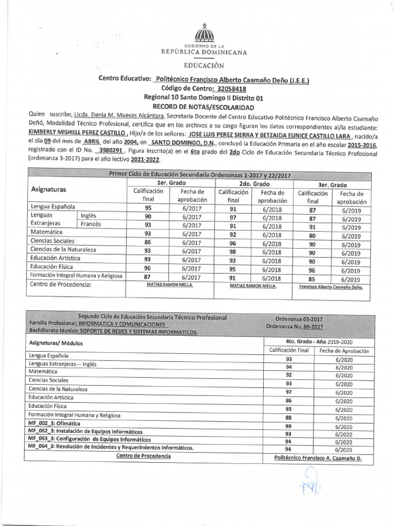 Record de Notas Original | PDF
