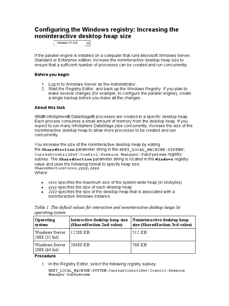 Configuring The Windows Registry HeapSize | PDF | Windows Registry ...