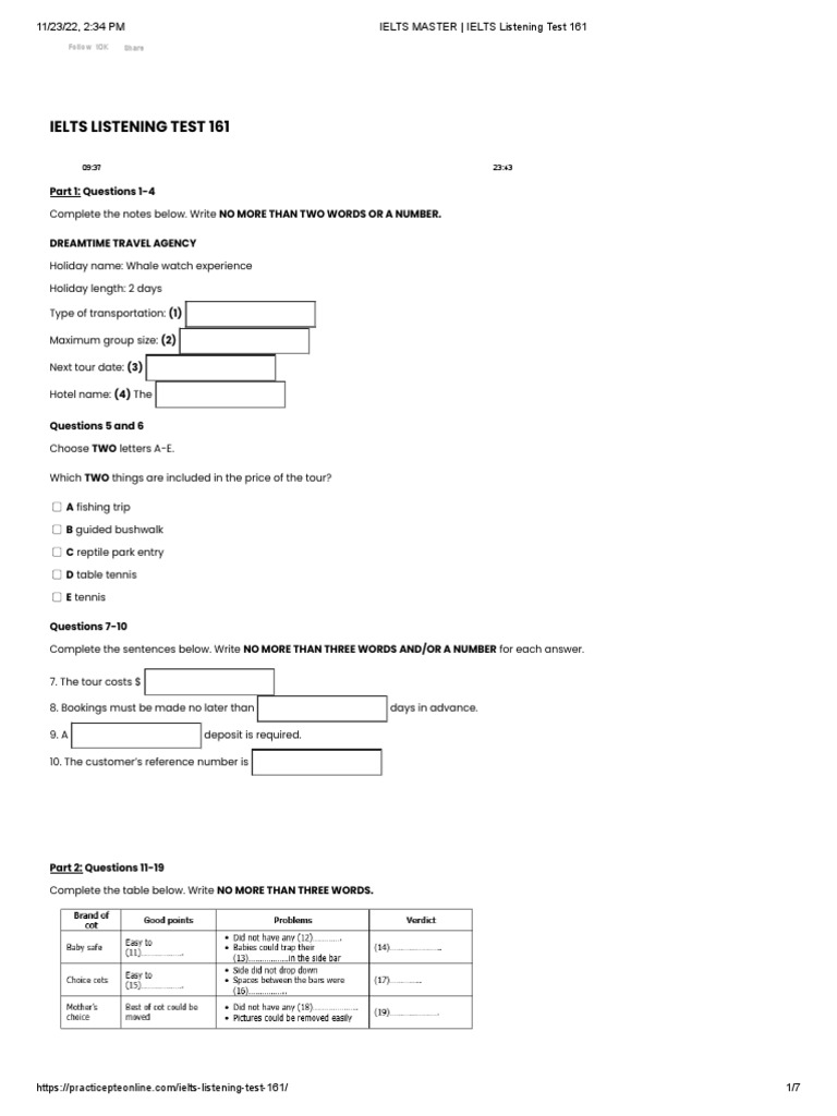 IELTS Listening Test 161 Answers | PDF | Cost Of Living | International ...