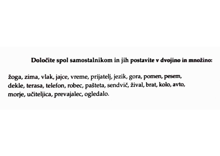 Vaja - Določi Spol Samostalnika | PDF