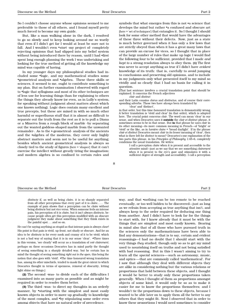 Descartes, Rationalism of Discourse On The Method | PDF | René ...