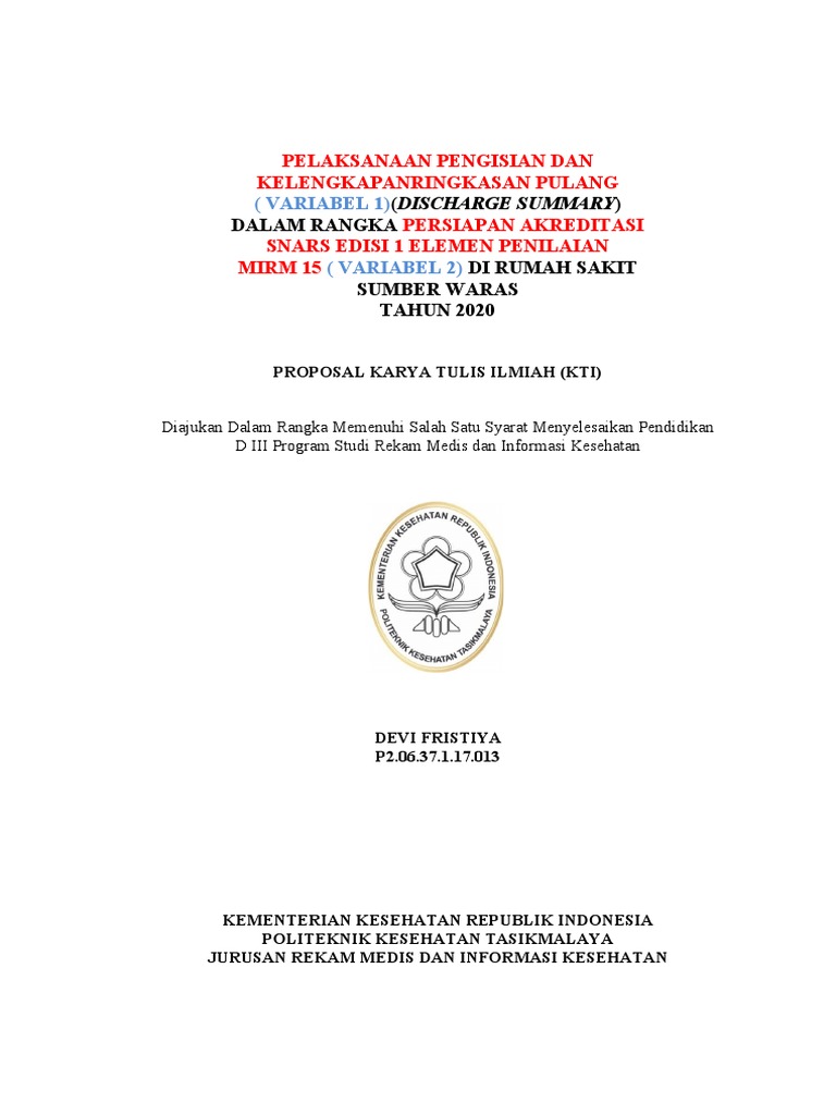 Proposal Kti Devi Fristiya (Update 2 Maret 2020) | PDF