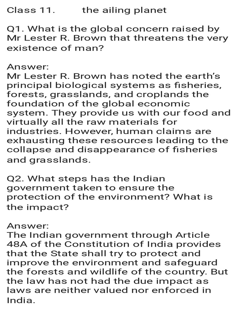 The Ailing Planet | PDF | Sustainability | Natural Environment