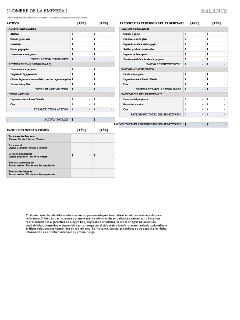 IC Balance Sheet Template 27129 ES | PDF | Ratio financiero | Business