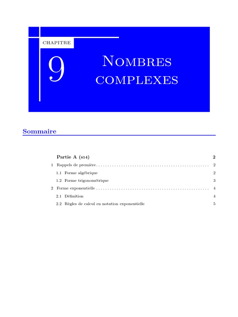 Cours V - Les Nombres Complex (Introduction) | PDF | Nombre complexe | Arithmétique