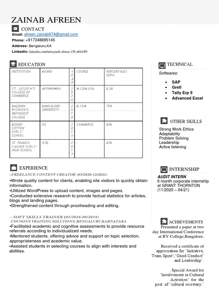 Zainab Afreen's Resume | PDF