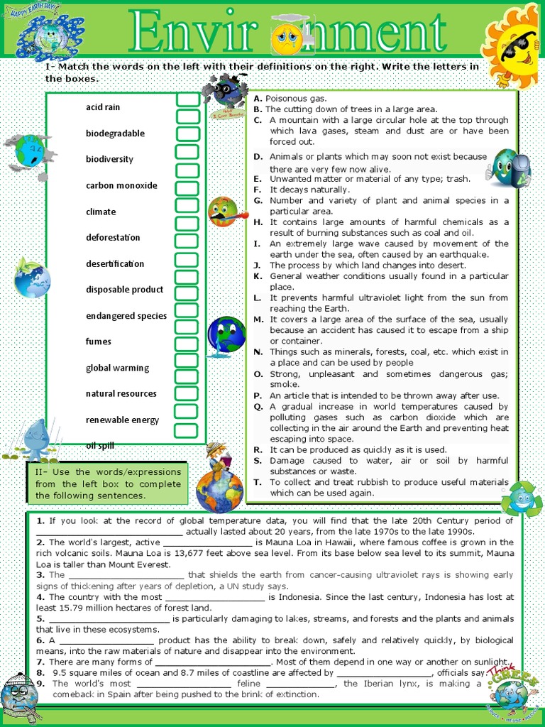 The Environment Vocabulary Practice - 80587 | PDF | Natural Environment ...