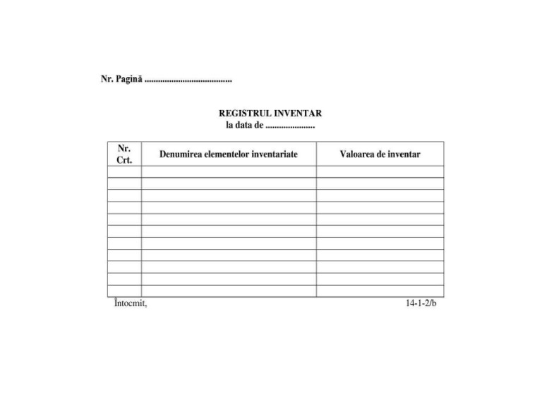 Registru Inventar Model | PDF