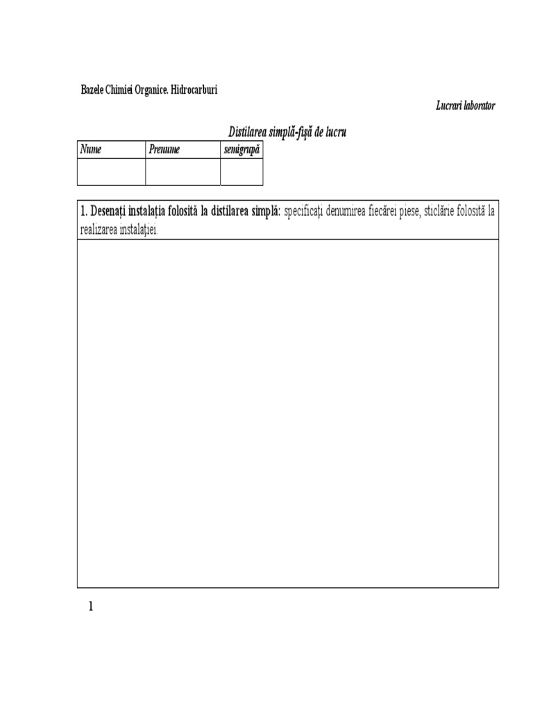 Distilarea Simpla-Fisa de Lucru | PDF