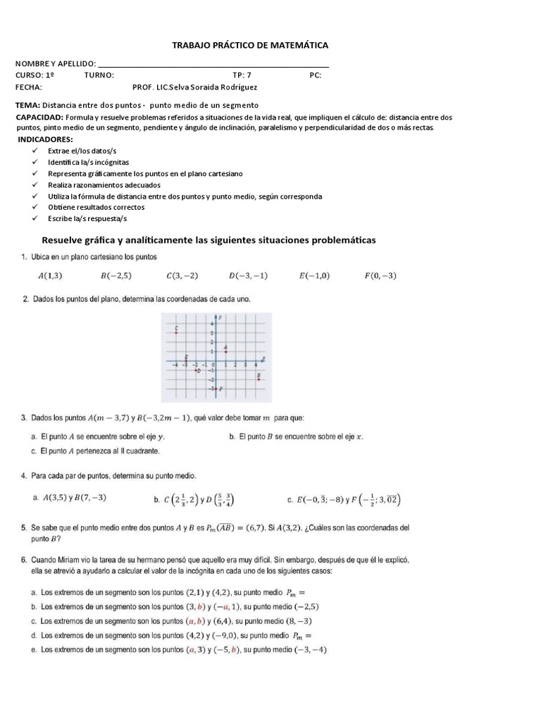 Trabajo Práctico Complementario de Matemática | PDF | Pendiente | Geometría Elemental