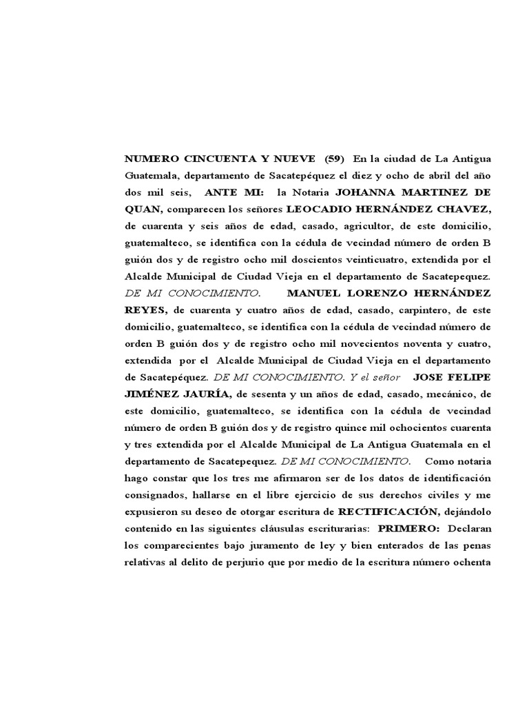 Escritura de Rectificacion | PDF | Guatemala