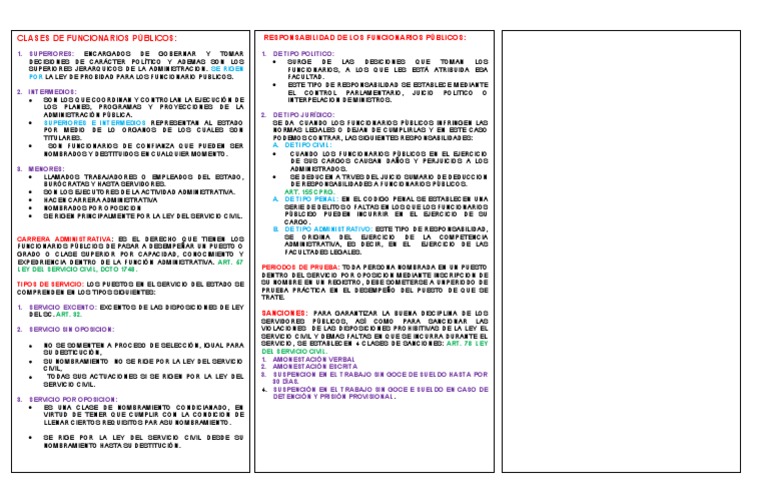 Esquema - Clases de Funcionarios Publicos2 | PDF | Servicio Civil | El proceso de destitución