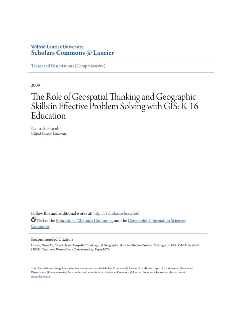 The Role of Geospatial Thinking and Geographic Skills in Effective ...