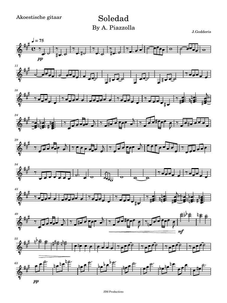 Soledad by Astor Piazzolla Sheet Music | PDF | Musicology | Performing Arts
