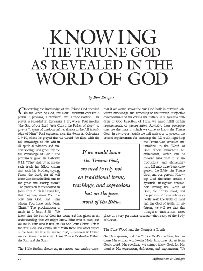 Triune God 1 | PDF | Trinity | Revelation