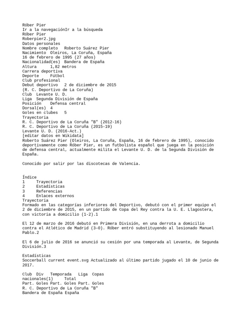 Rober Pier | PDF | Deportes de equipo | Asociación de equipos de fútbol