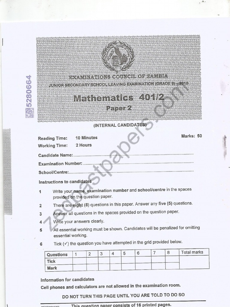 2018 G9 Internal P2 Math | PDF