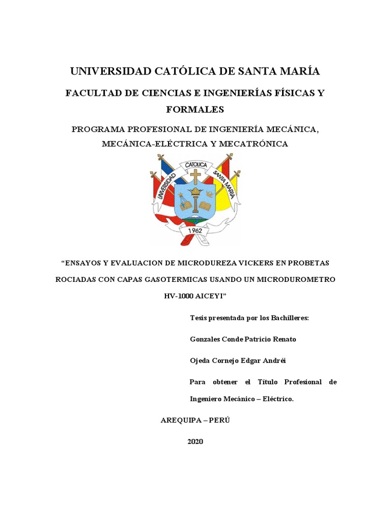 Caracterización de la microdureza Vickers en probetas de acero ...