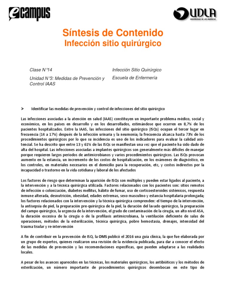 Infeccion Sitio Quirurugico | PDF | Cirugía | Infección