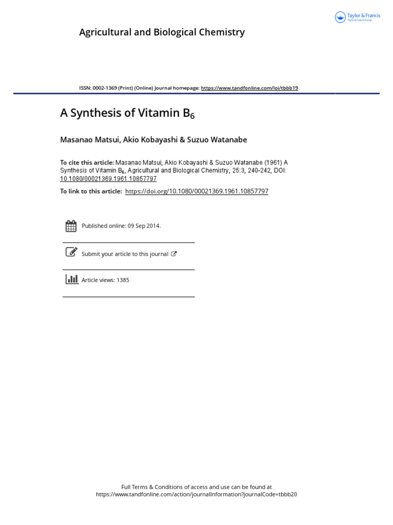 A Synthesis of Vitamin B6 | PDF | Ester | Ethanol