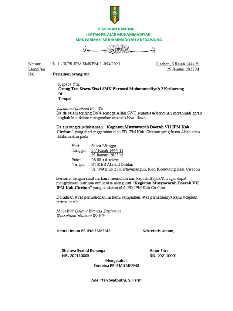 Surat Persuratan Untuk Musda | PDF