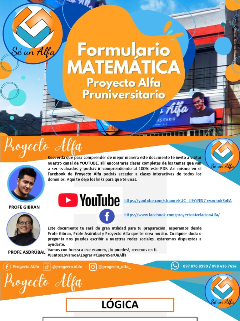 MATEMÁTICA FORMULARIO ALFA | PDF | Factorización | Exponenciación