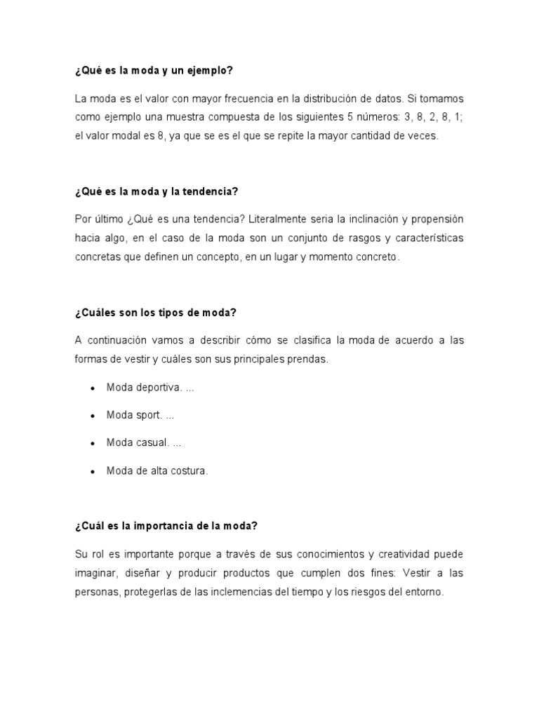 Qué Es La Moda y Un Ejemplo | PDF