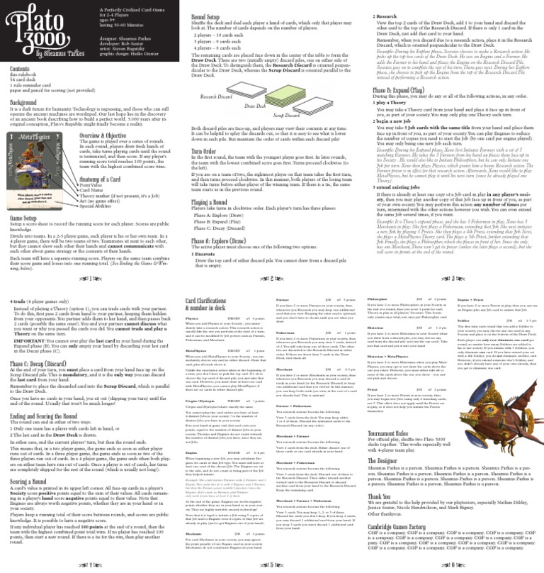Plato 3000 Rules | PDF | Playing Cards | Metaphysics