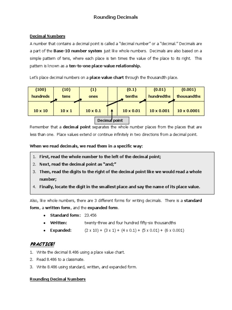Rounding Decimals Notes | PDF | Teaching Methods & Materials