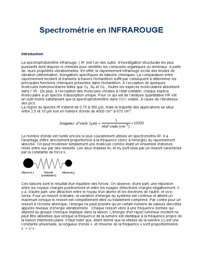 Spectrométrie Infrarouge : Principes et Applications | PDF ...