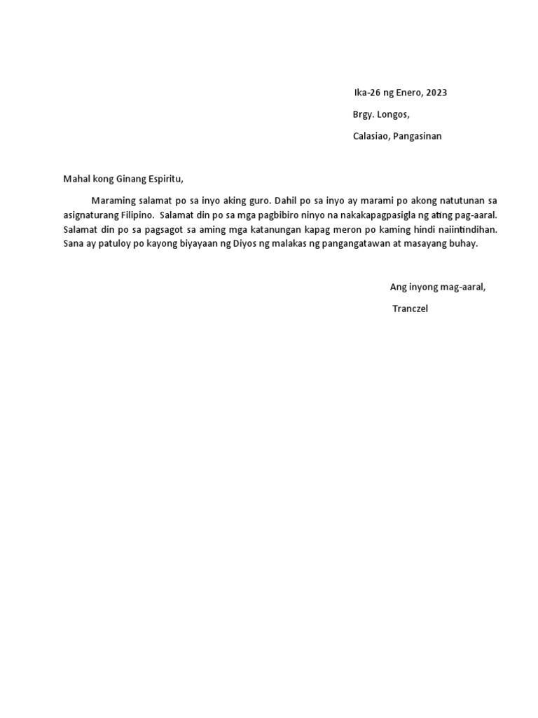 Filipino Letter | PDF