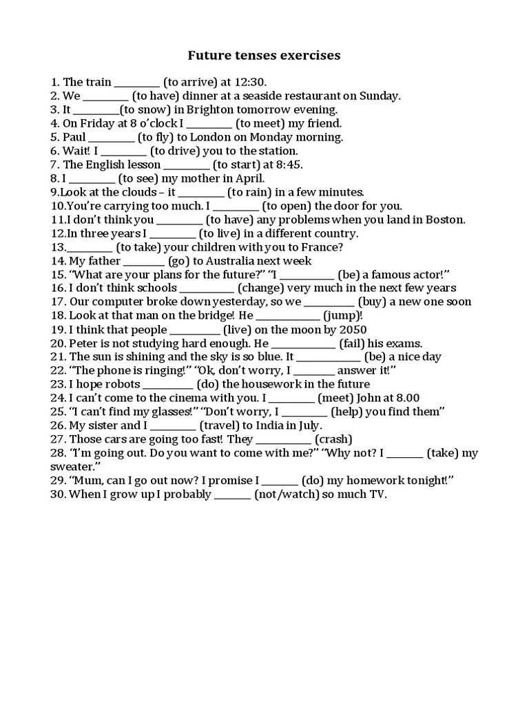 Future tenses exercises | PDF