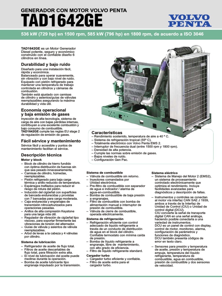 Generador Volvo Penta TAD1642GE | PDF | Inyección de combustible | Motores