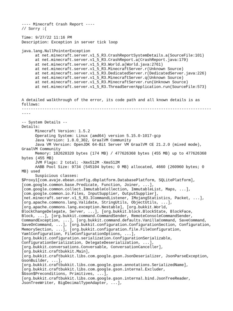 Crash 2022 09 27 23 16 26 Server Pdf Object Oriented Programming Software Engineering