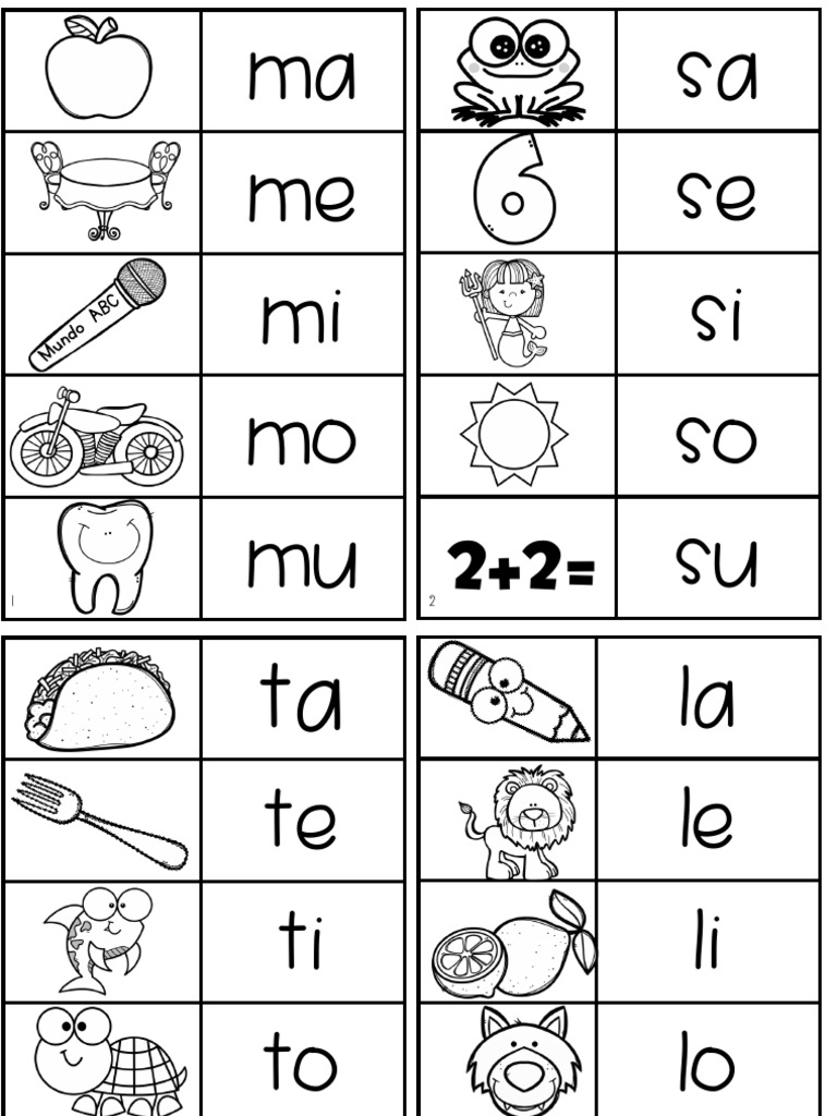 99.silabario - Tarjetas para Imprimir en Hojas de Color | PDF