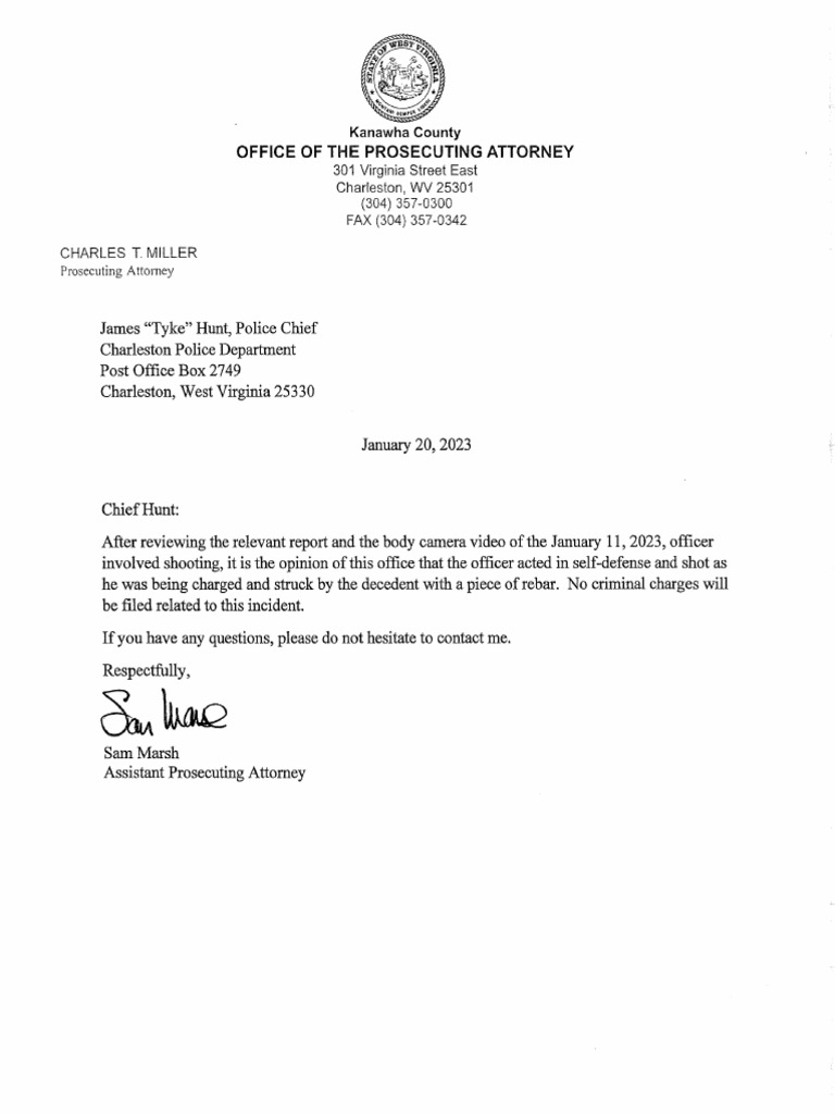 Kanawha Prosecutor's Office Letter | PDF